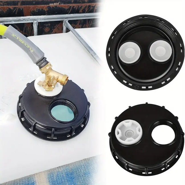 IBC Tote Lid with Removable White Threaded Caps – The Water Sprinkler Shop