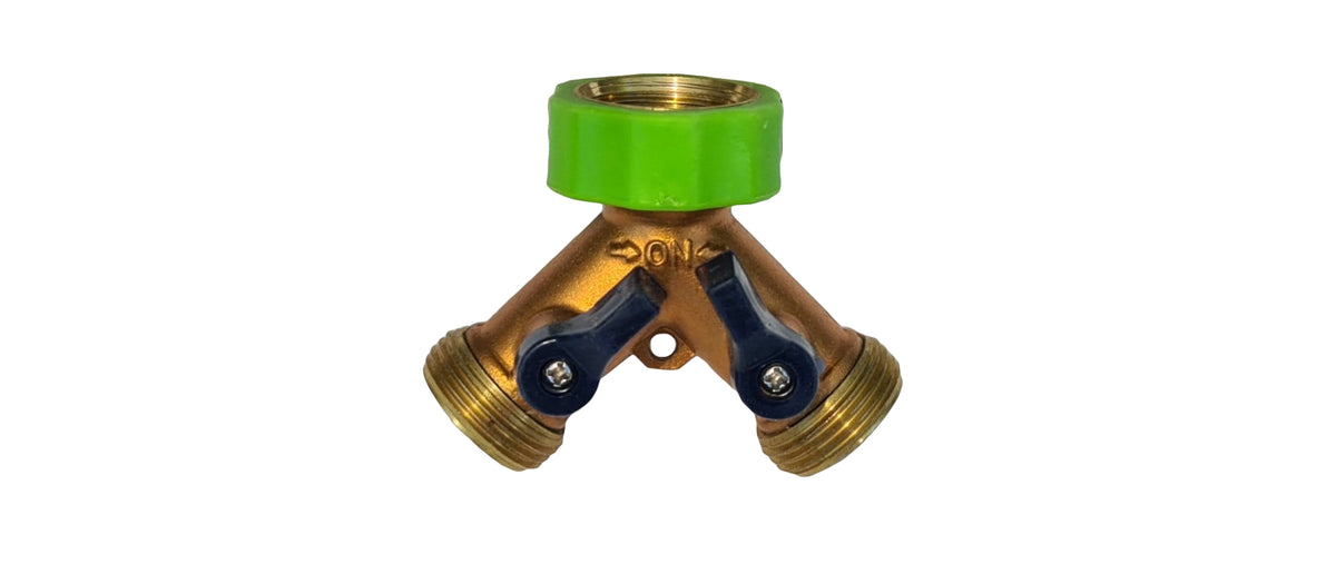 Brass 2 Way Tap Adaptor - Screw On – The Water Sprinkler Shop